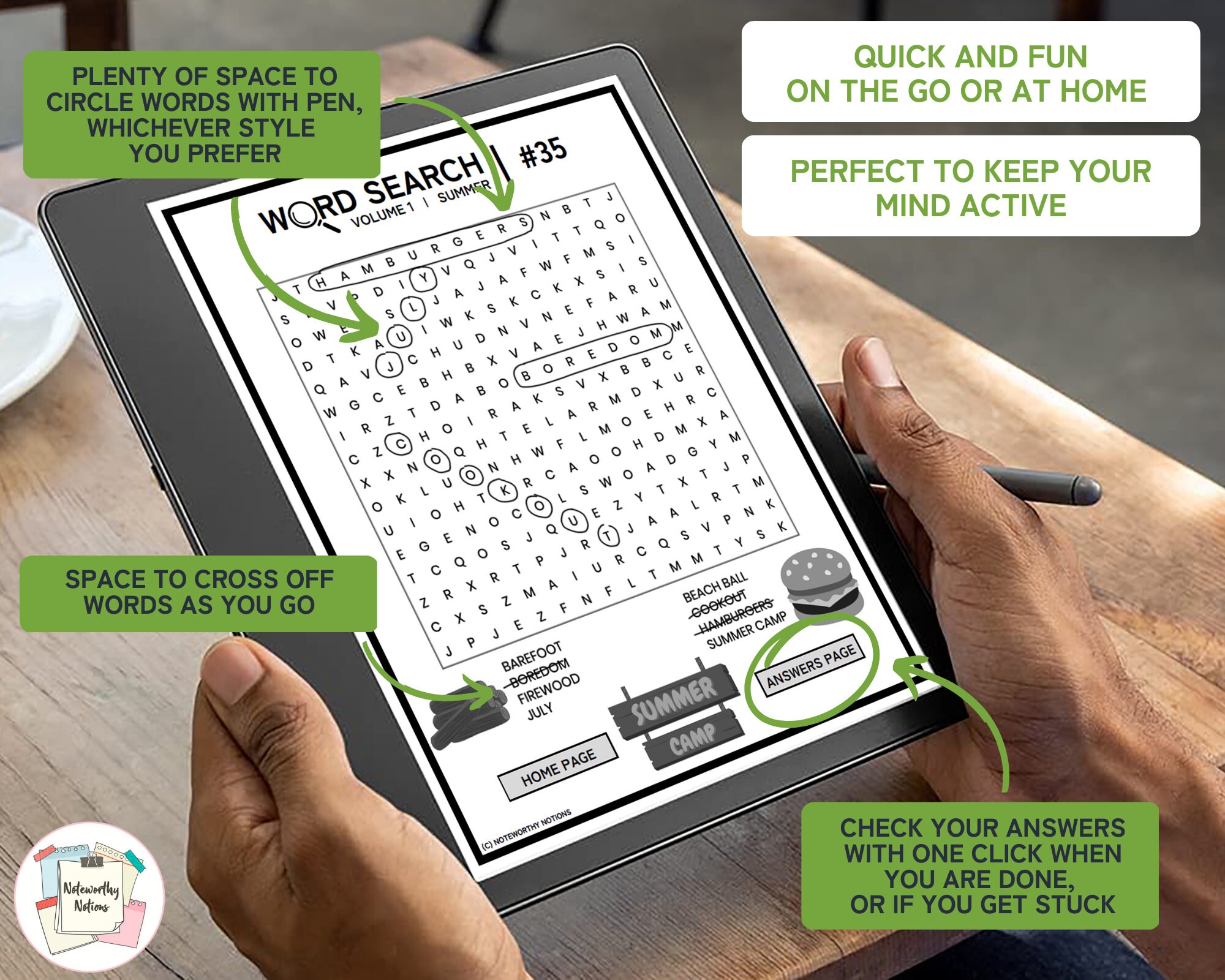 Kindle Scribe Word Search Puzzle Book Volume 1 Summer Digital Template ...