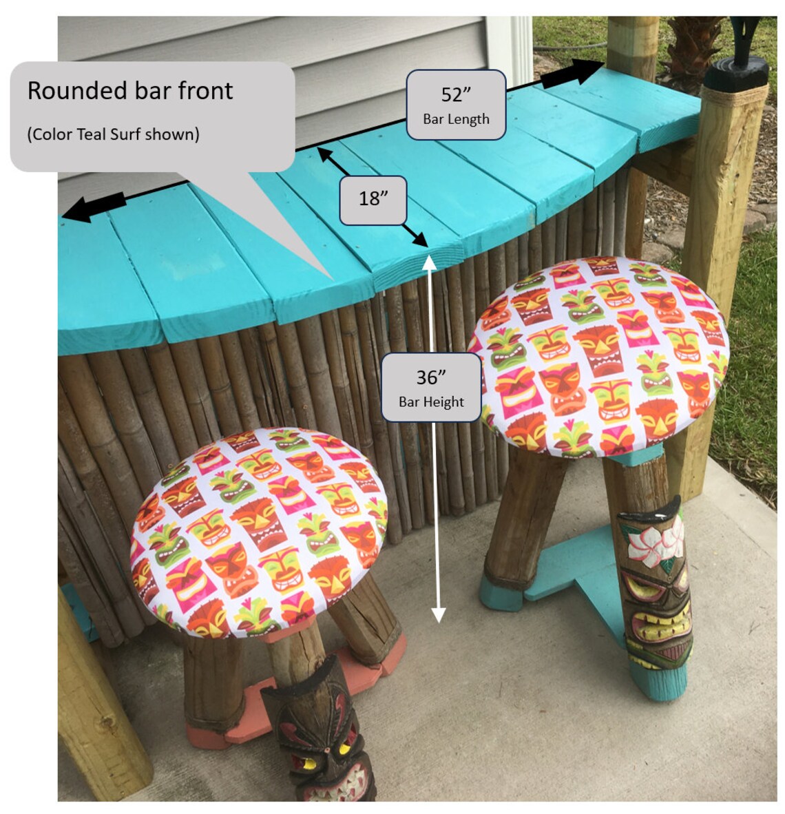 Tiki Bar With 2 Tiki-totem Bar Stools - Etsy