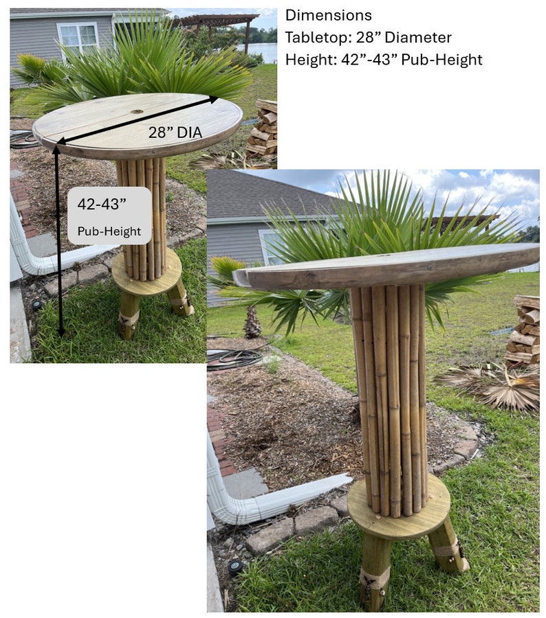 Tiki Bar Table. Pub-height Tiki Bar Table Featuring Tropical Island ...