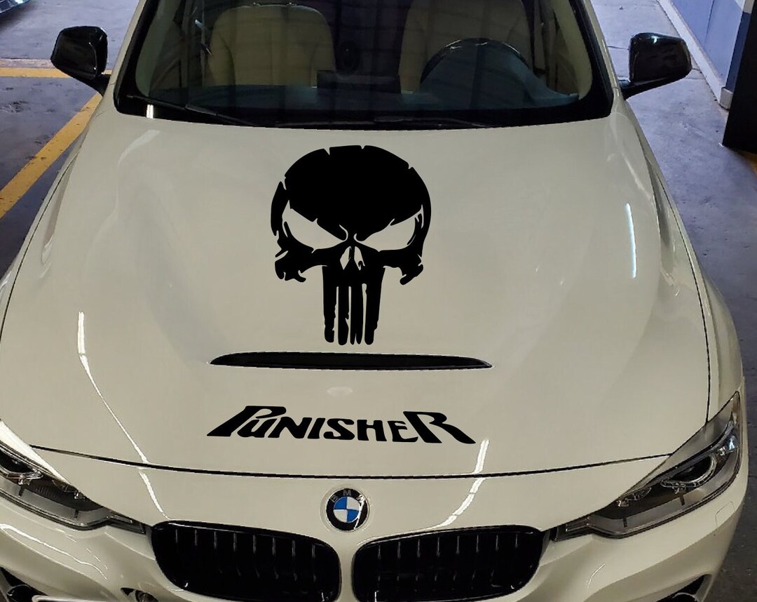 LARGE Punisher Skull Car Bonnet Sticker Vinyl Graphics Decals Van - Any ...