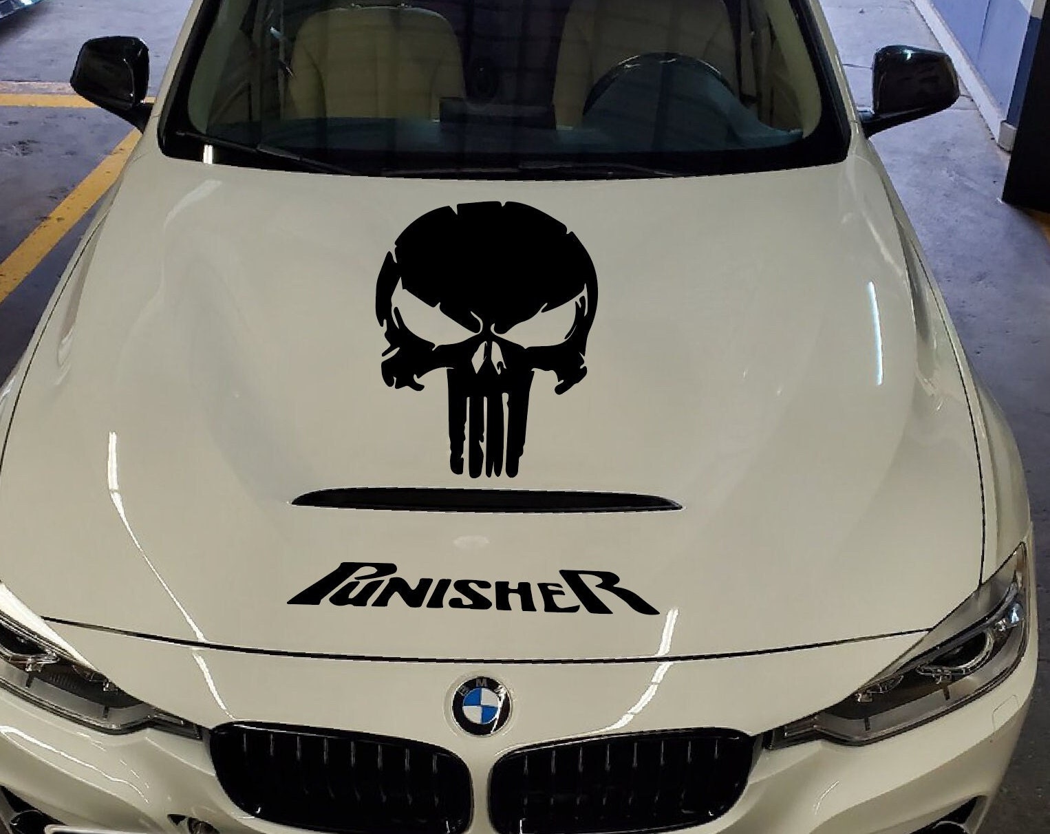 LARGE Punisher Skull Car Bonnet Sticker Vinyl Graphics Decals Van - Any ...