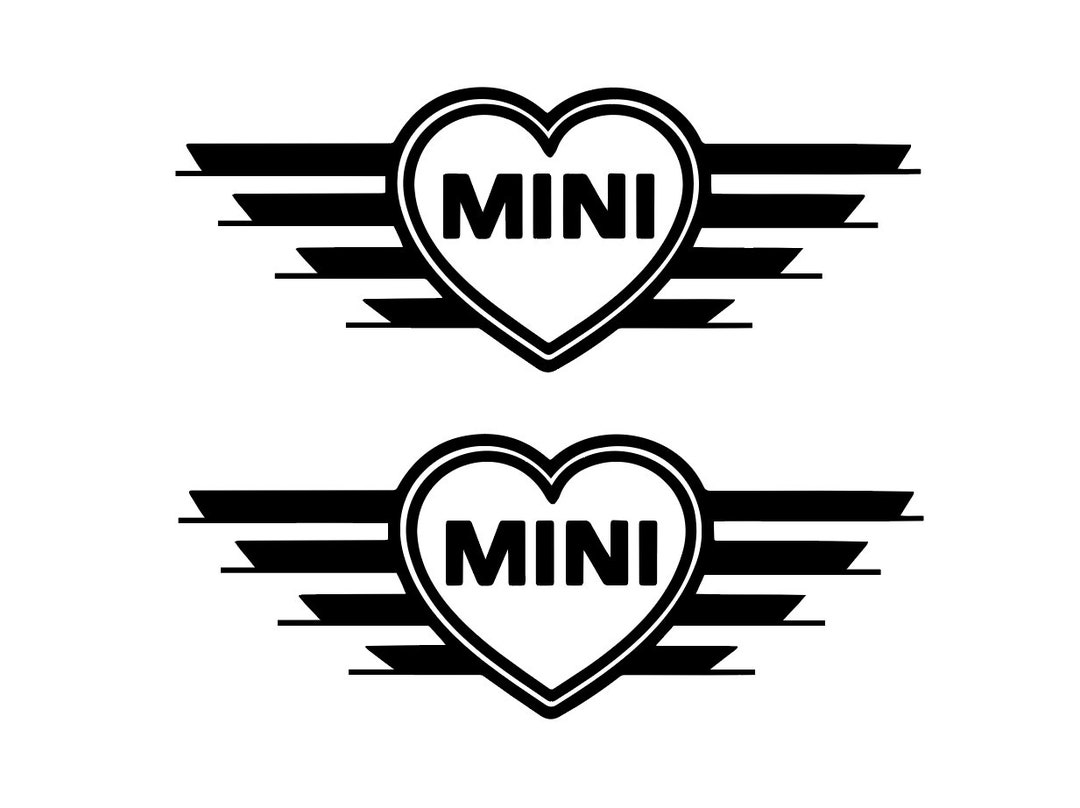 Mini Cooper Heart Wing Mirror Sticker Bumper Door Pillar Windows Vinyl ...