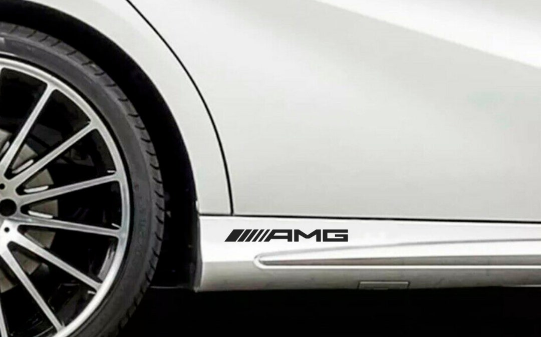 For Mercedes Side Skirt Logo Adhesive Stickers Rear Door Decals ...