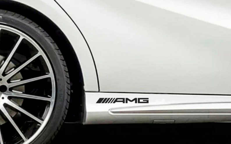 AMG Mercedes Side Skirt Logo Adhesive Stickers Rear Door Decals ...