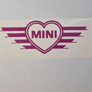 Mini Cooper Heart Wing Mirror Sticker Bumper Door Pillar Windows Vinyl ...