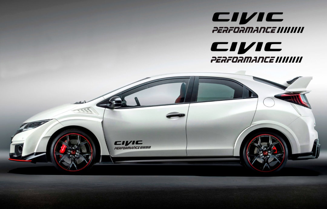 Honda Civic Performance Car Vinyl Decal 2x Stickers Race Civic Type R ...