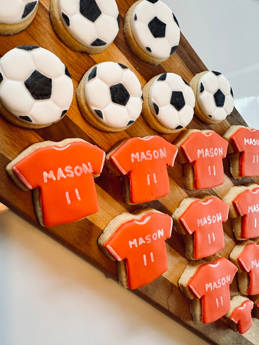 Football Party Favour Biscuits Personalised Footballs and Shirts ...