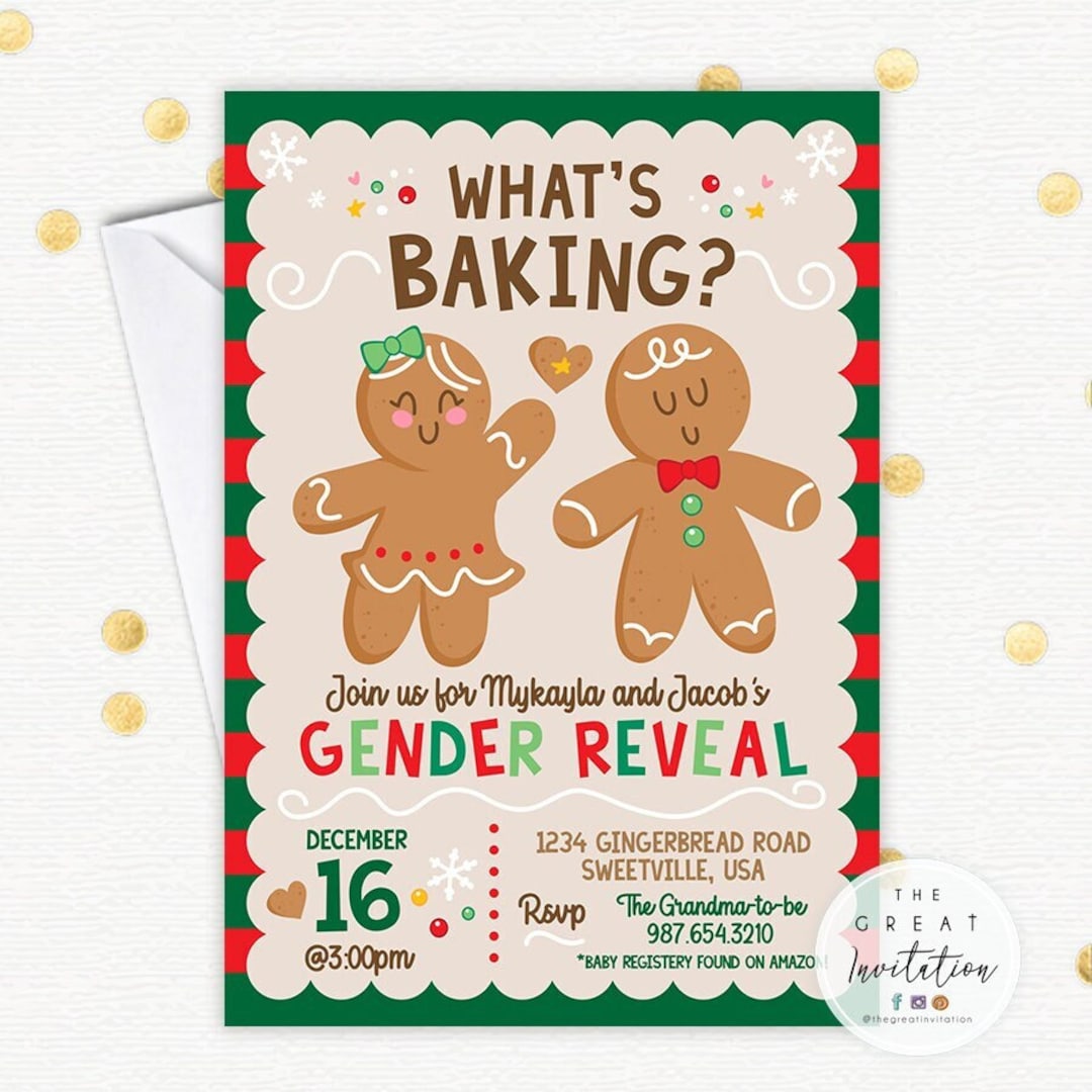 Christmas Gender Reveal Invite, Holiday Gender Reveal Invite ...