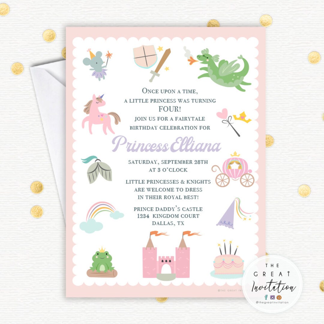 Princess Birthday Invite, Princess Invite, Royal Party Invitation ...