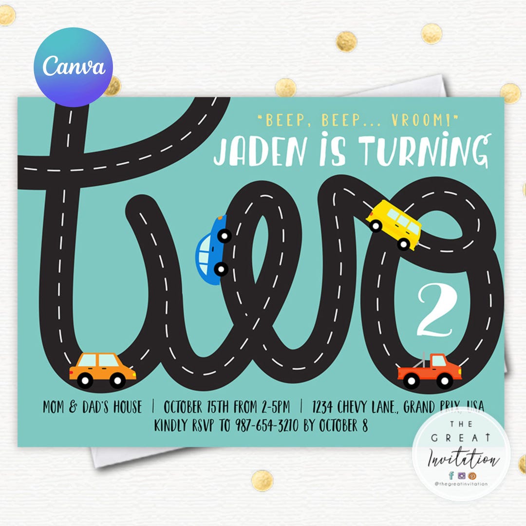 Editable Cars Invite, Cars Birthday Invite, Transportation Invitation ...