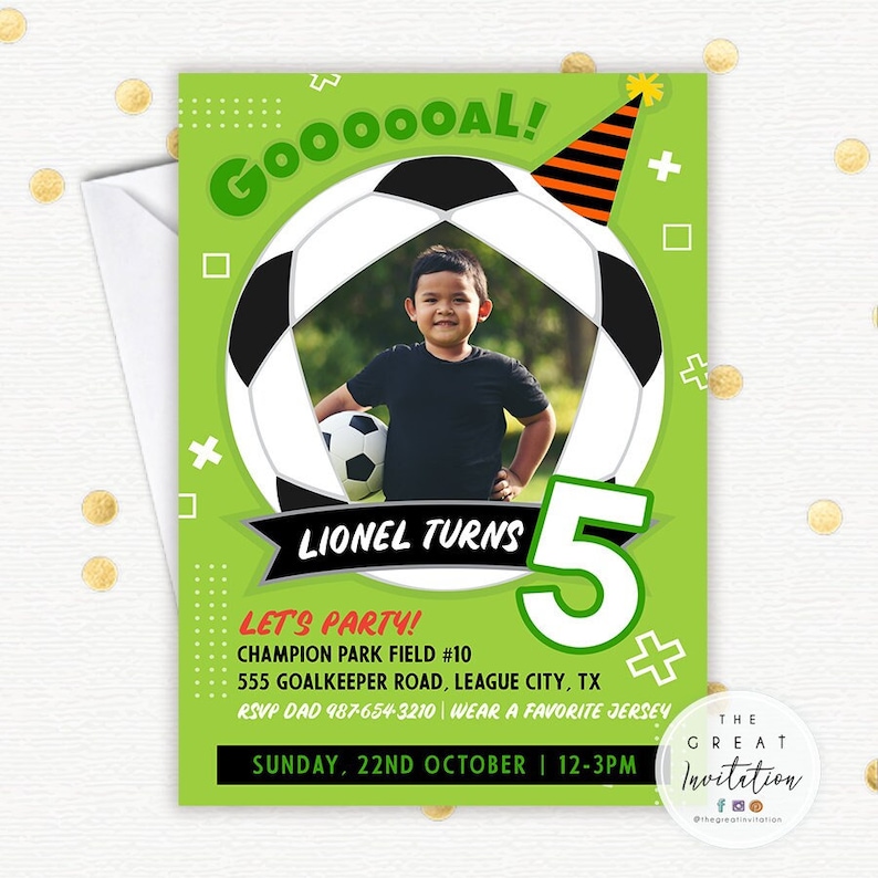 Soccer Party Invitation, Soccer Photo Invite, Soccer Ball Birthday ...