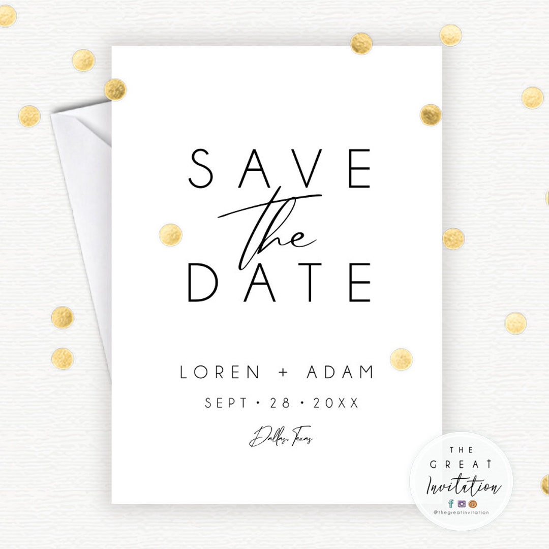 Save the Date Announcement Card, Printed Save the Dates, Modern Save ...