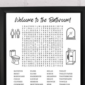 Bathroom Word Search, Restroom Word Search, Forgot Your Phone Word ...