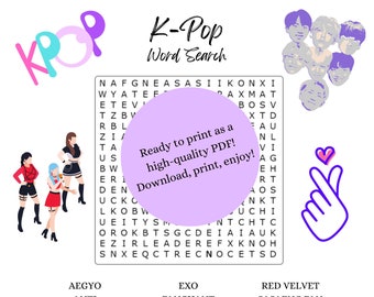 K-pop Demon Hunter Word Search | Printable Korean Fan Activity ...