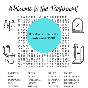 Bathroom Word Search, Restroom Word Search, Forgot Your Phone Word ...