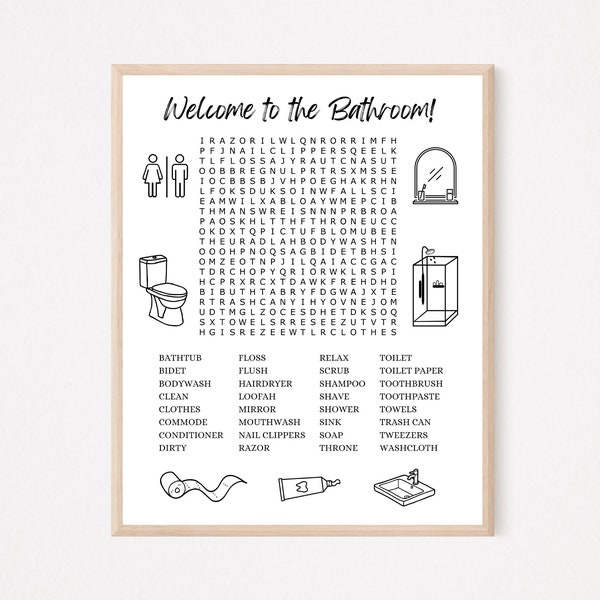Bathroom Word Search - Etsy