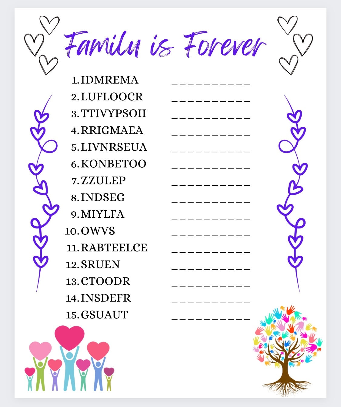 Custom Personalized Word Scramble Game for Parties, Baby Showers ...