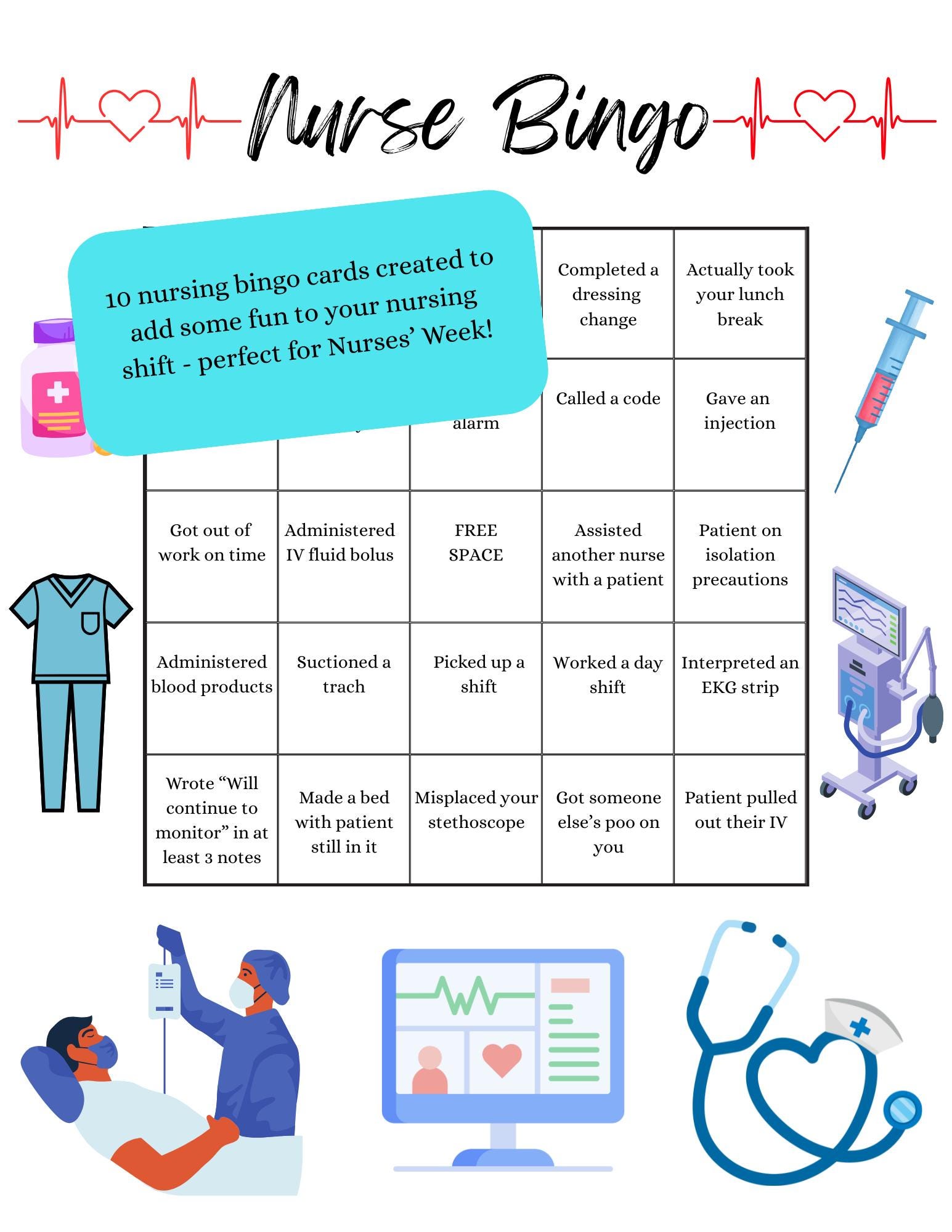 Nurse Bingo Cards - Etsy