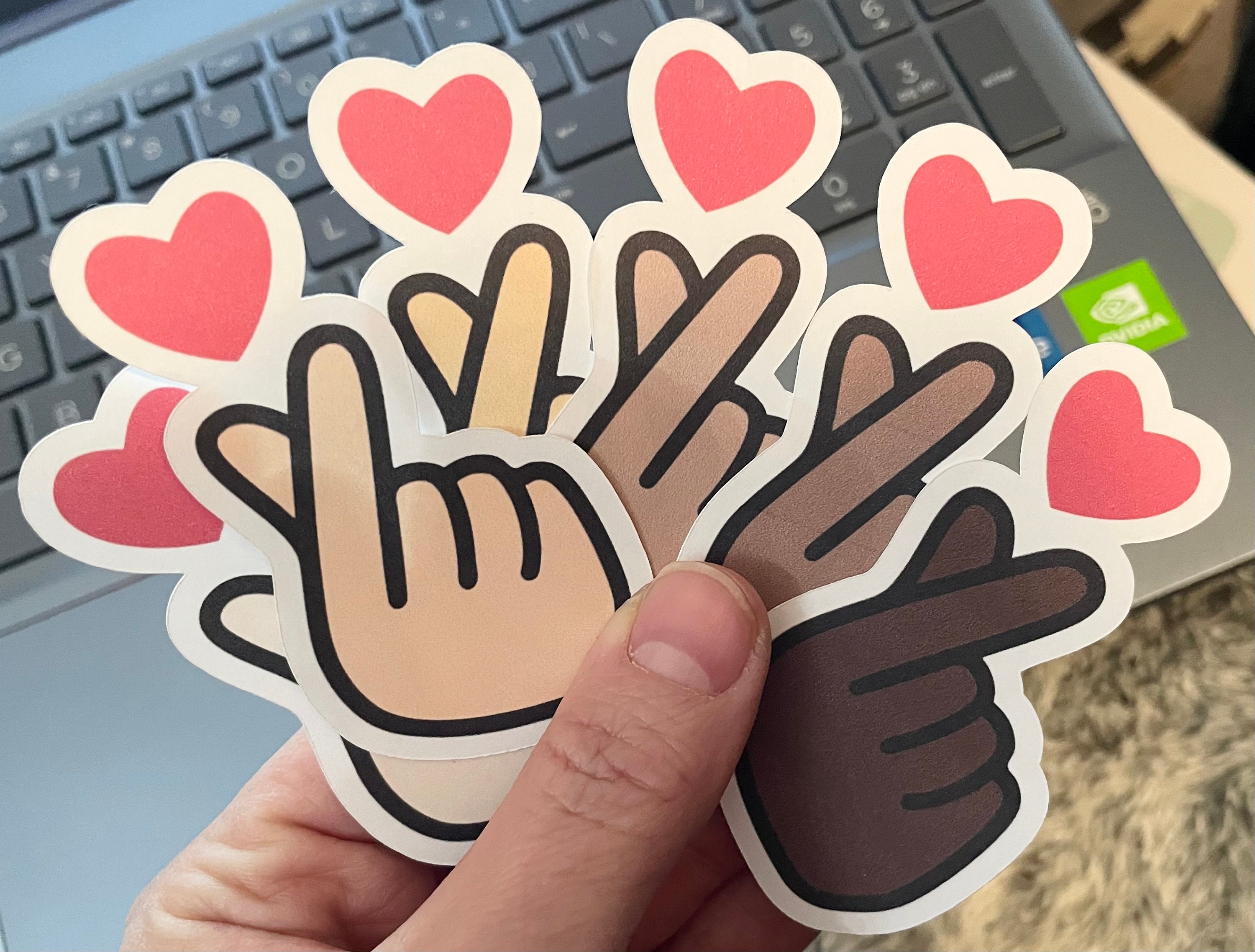 Finger Heart Stickers - Etsy