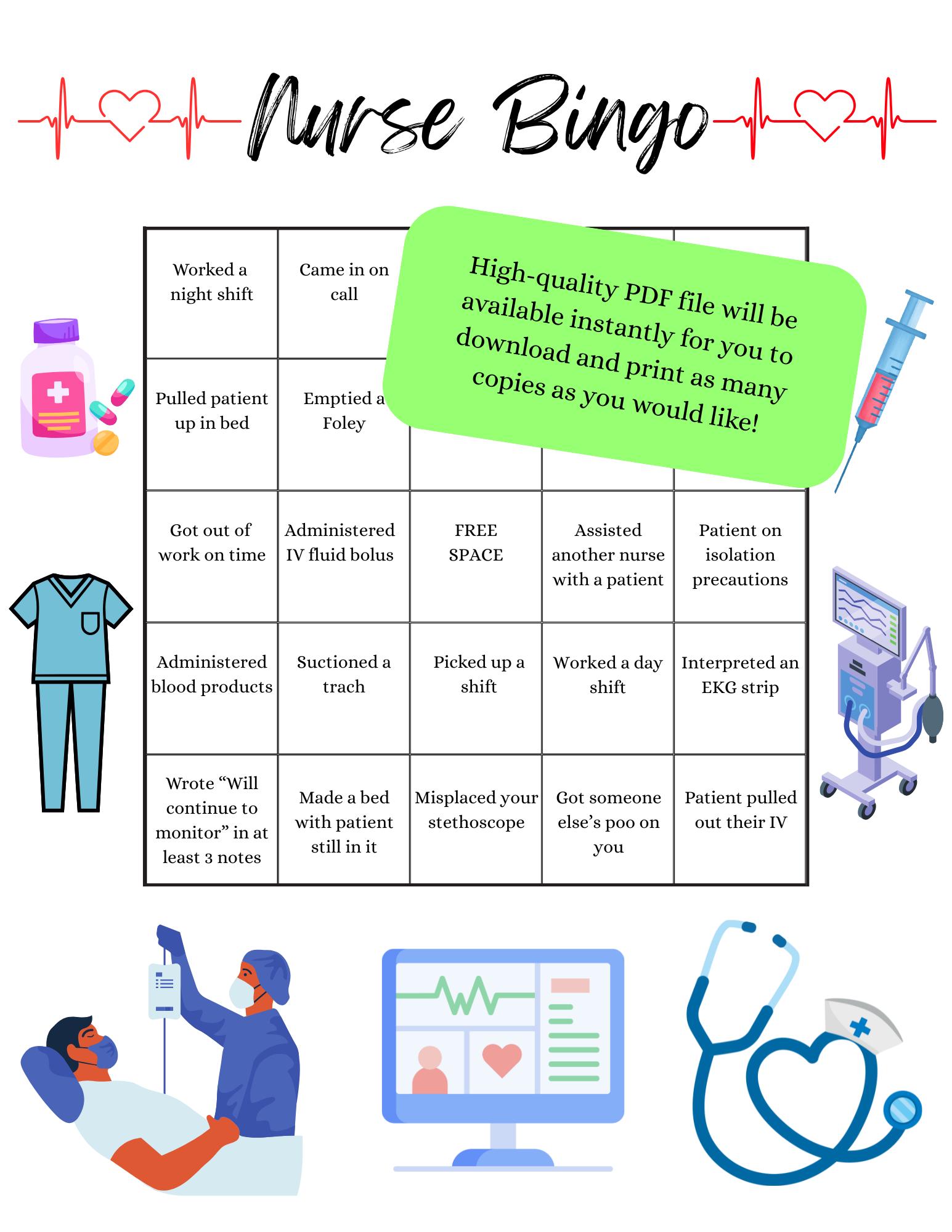 Nurse Bingo Cards - Etsy