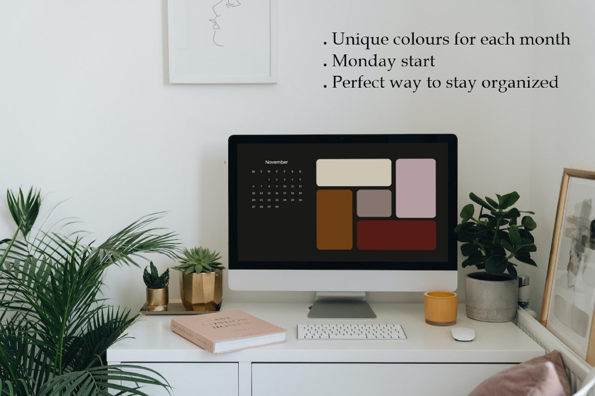 2024 Monthly Calendar Wallpaper Minimalist Desktop Colourful Desktop ...