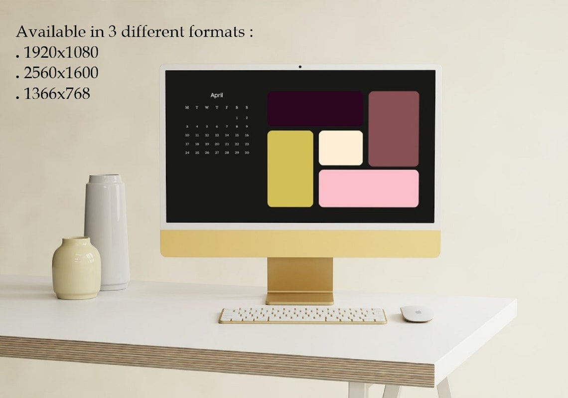 2024 Monthly Calendar Wallpaper Minimalist Desktop Colourful Desktop ...