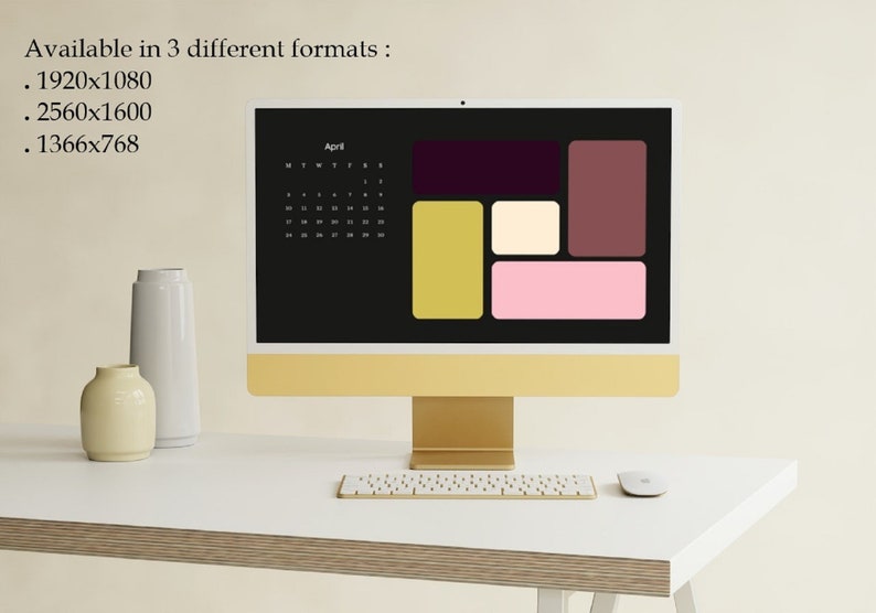 2024 Monthly Calendar Wallpaper Minimalist Desktop Colourful Desktop ...