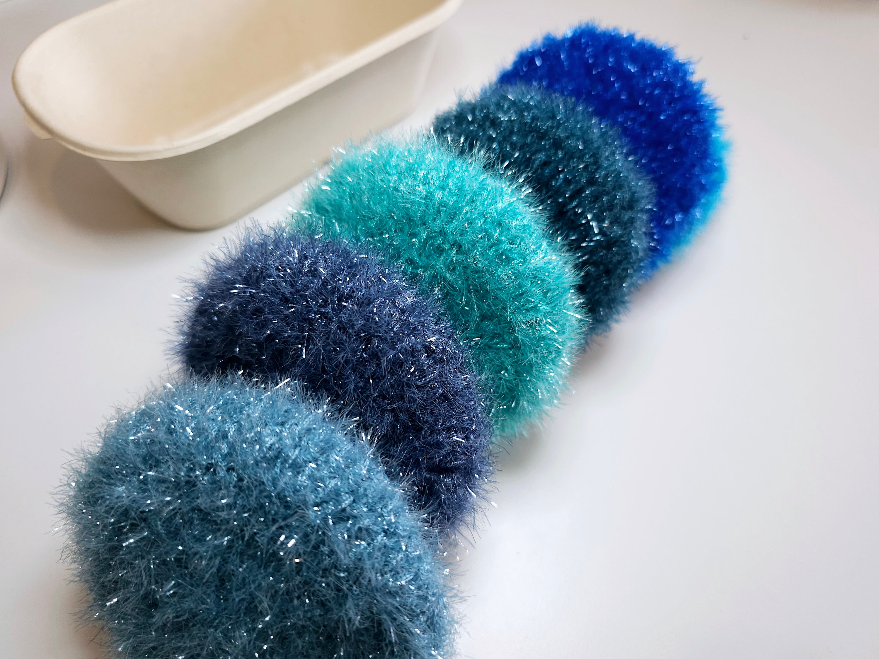Blue Color Crochet Dish Scrubby / Sponges, Night Sea Color Dish Scrubby ...