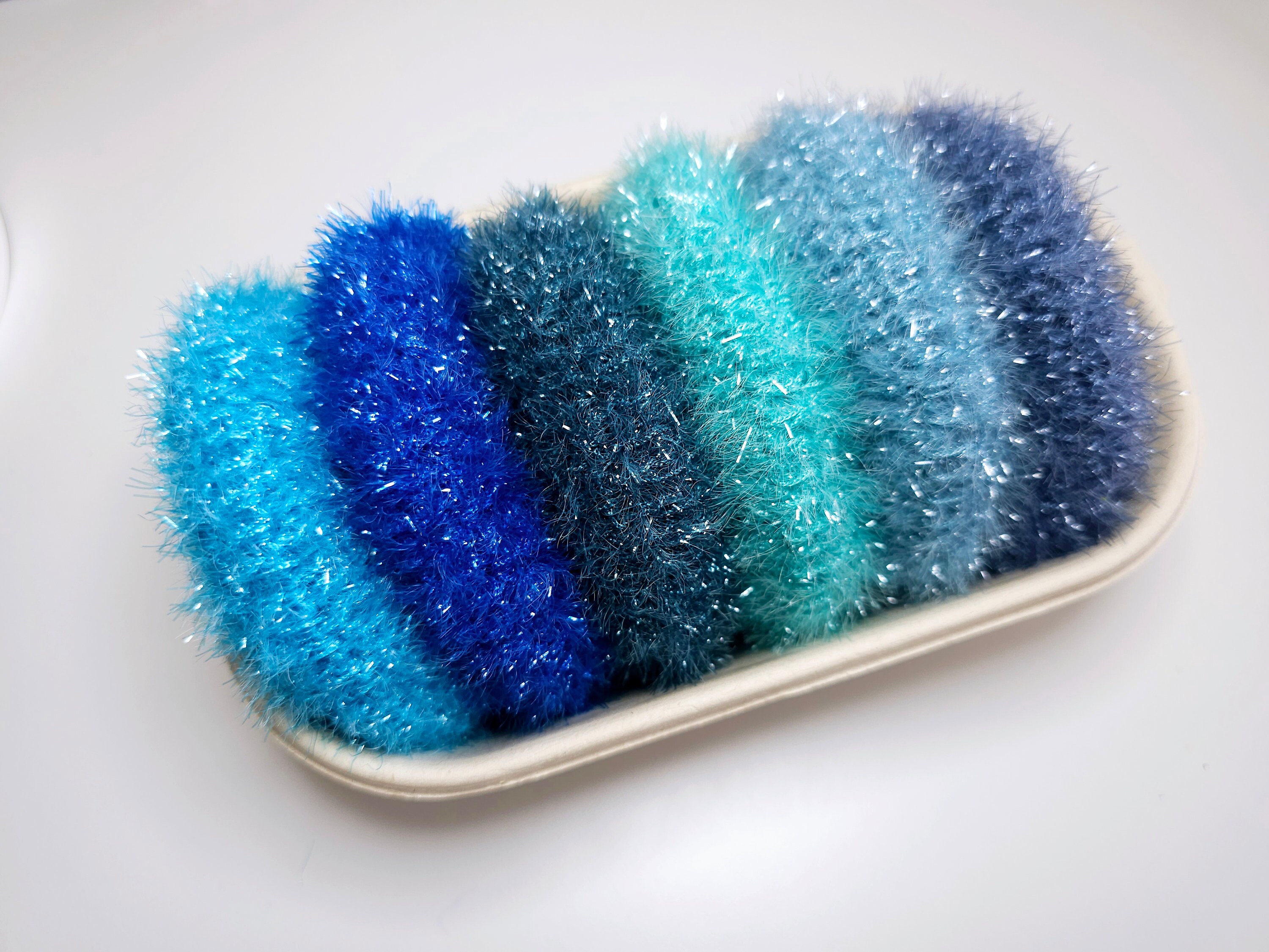Blue Color Crochet Dish Scrubby / Sponges, Night Sea Color Dish Scrubby ...