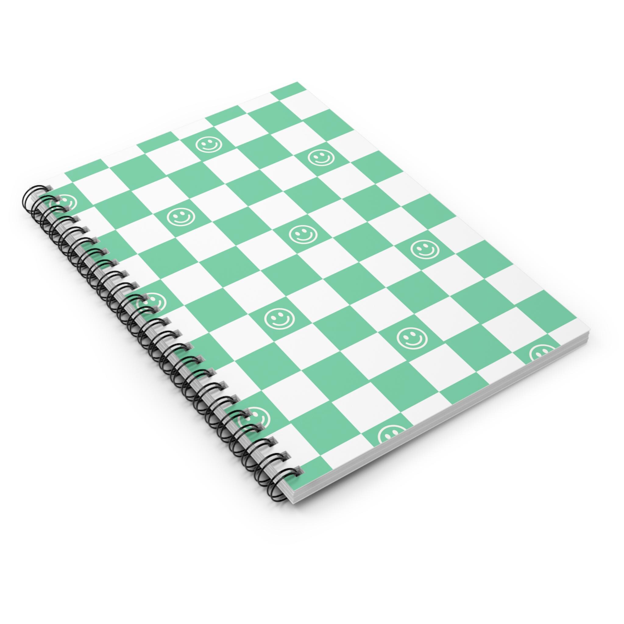 Green Checkered Smiley Face Spiral Notebook - Fun and Functional ...