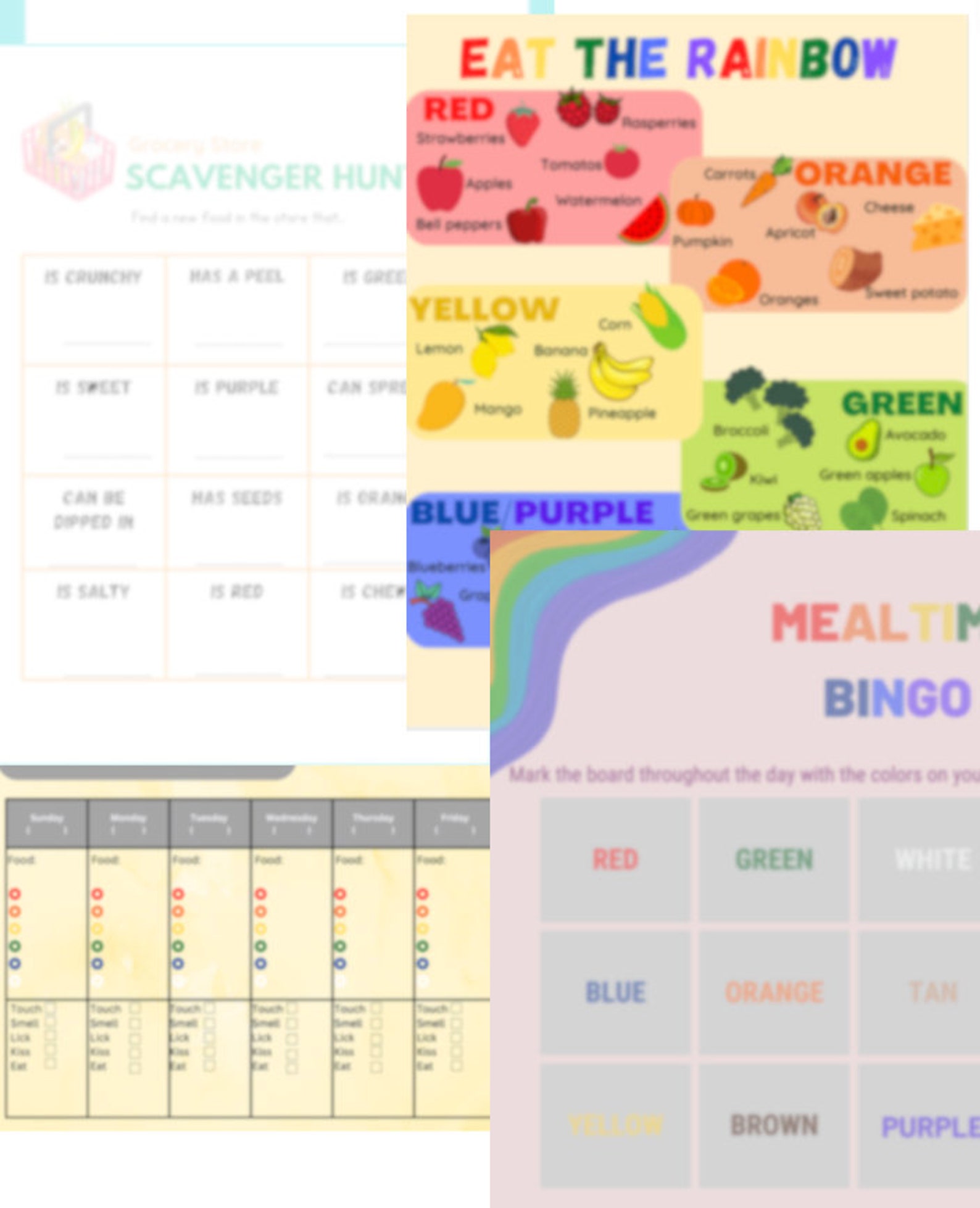 Printable Picky Eater Activity Sheet Bundle- Eat the Rainbow - Etsy