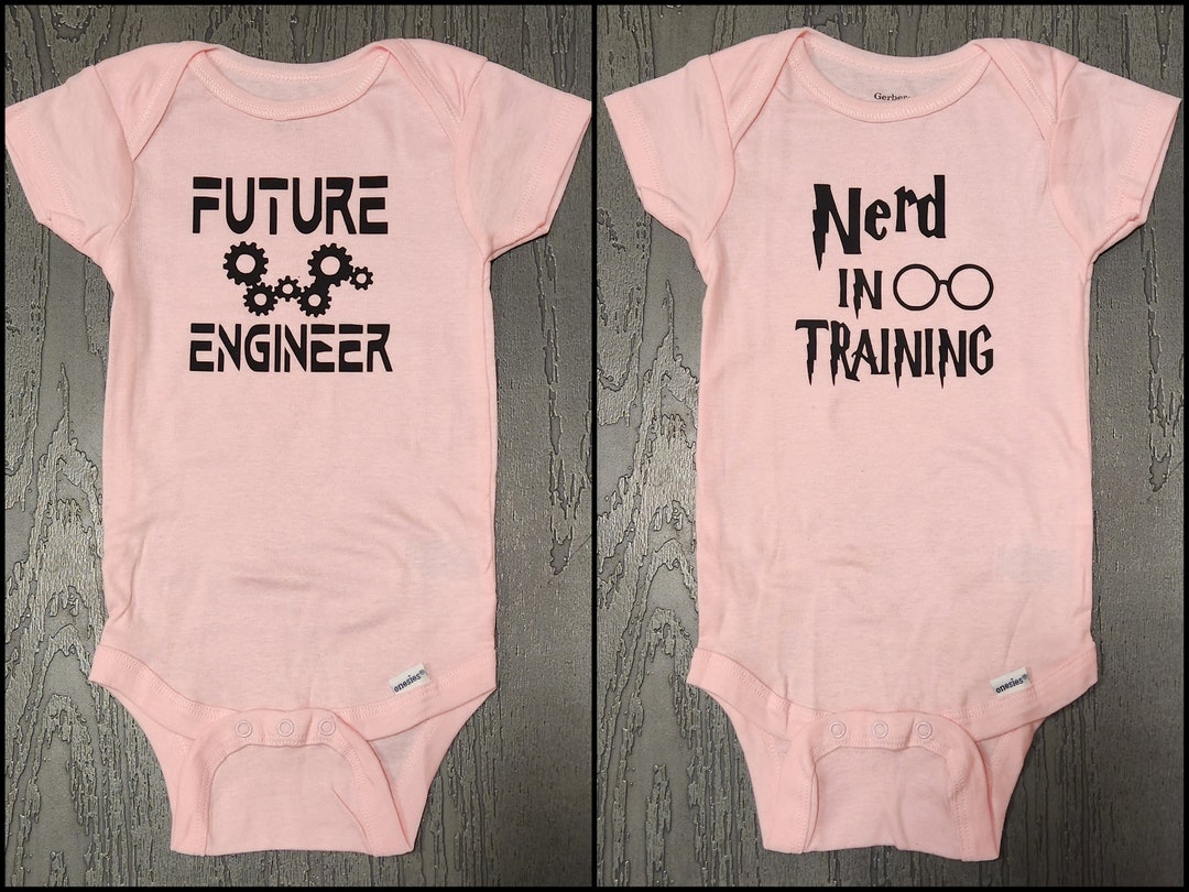 Future Engineer, Nerd in Training Baby Girl Infant Pink Onesie Bodysuit ...