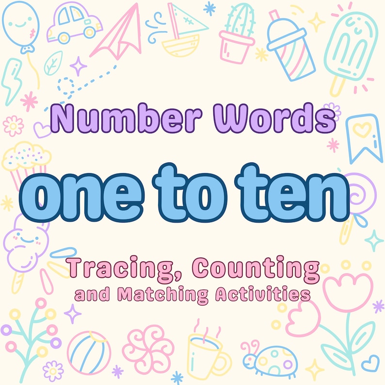 Number Words 1 to 10 Printable Worksheet Tracing Number Words, Matching ...