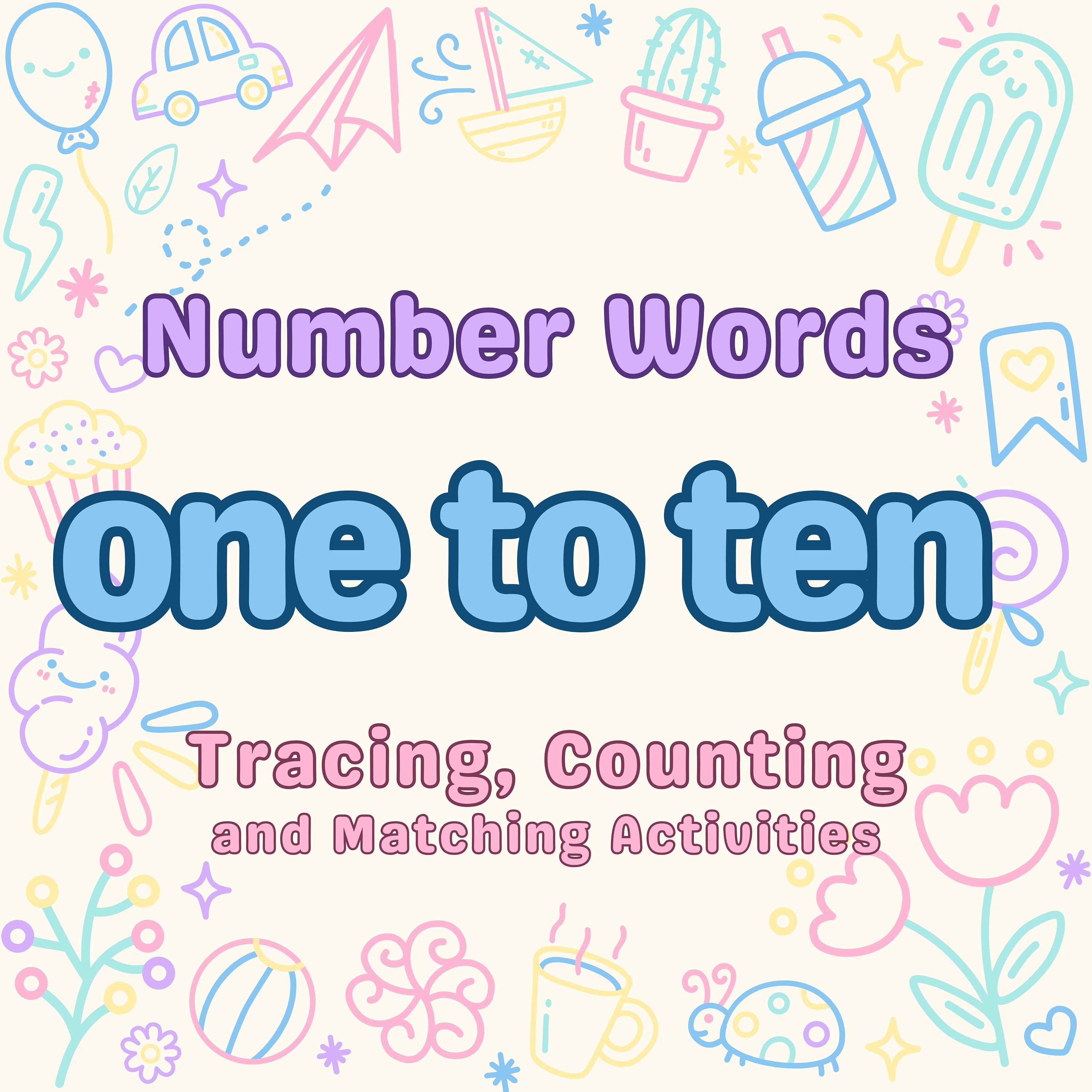 Number Words 1 to 10 Printable Worksheet Tracing Number Words, Matching ...