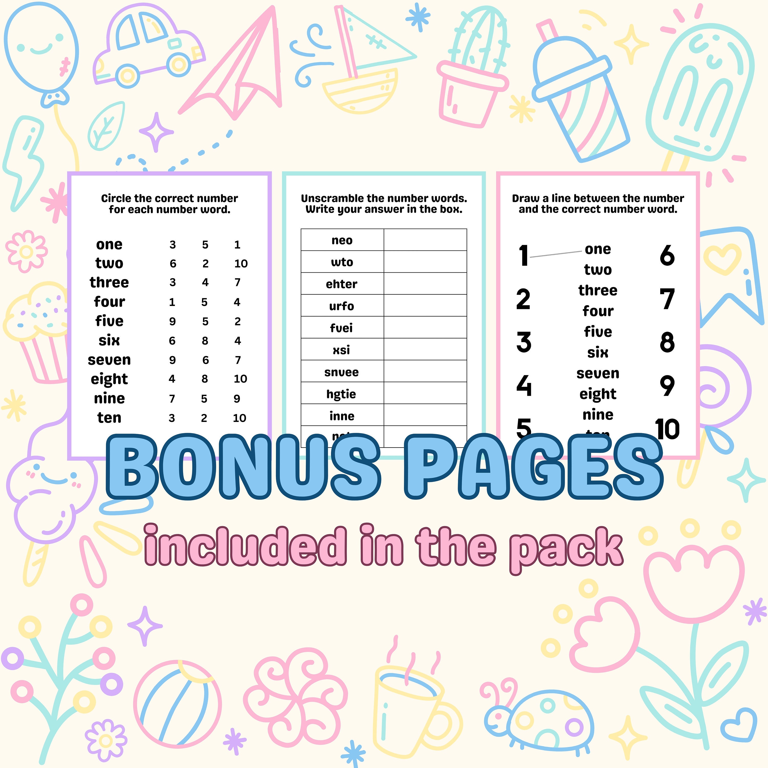 Number Words 1 to 10 Printable Worksheet Tracing Number Words, Matching ...