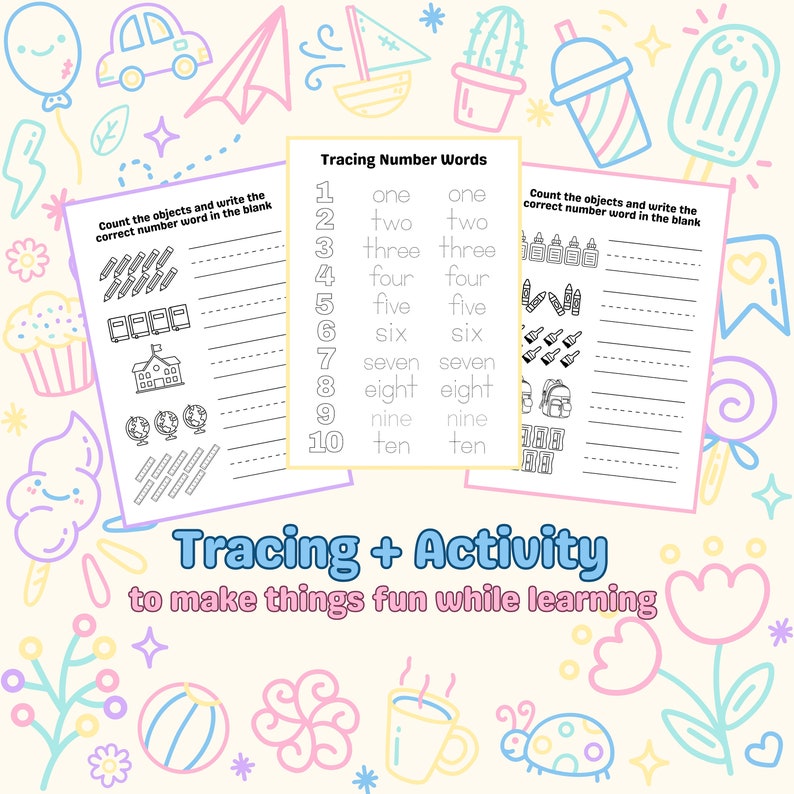 Number Words 1 to 10 Printable Worksheet Tracing Number Words, Matching ...