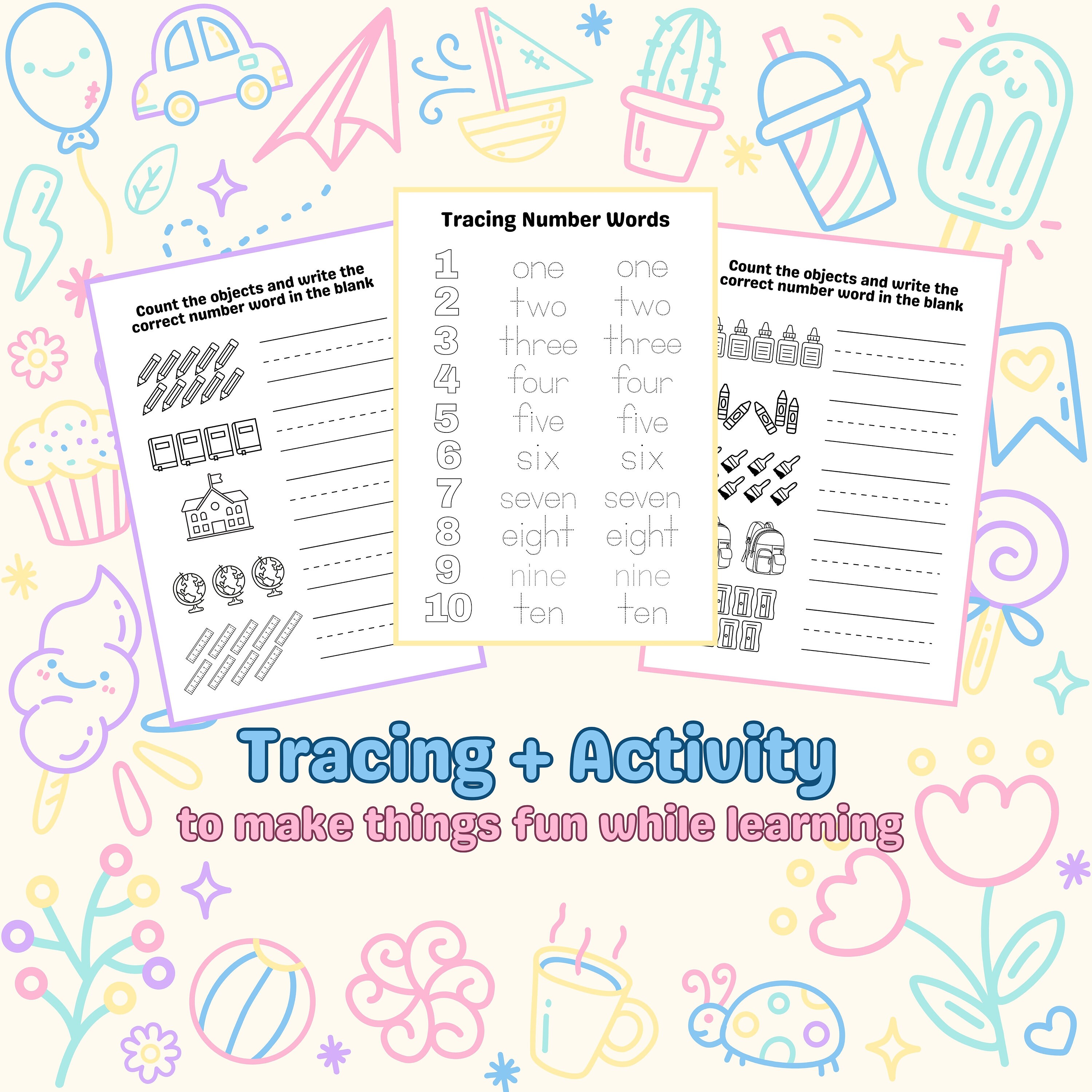 Number Words 1 to 10 Printable Worksheet Tracing Number Words, Matching ...
