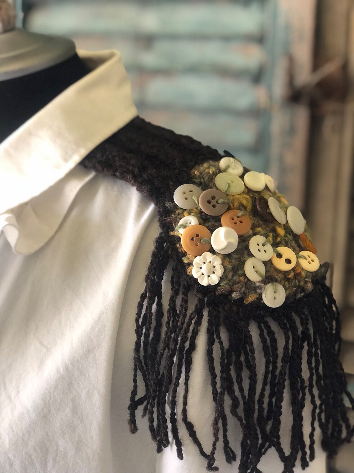 Pair of Art Yarn Epaulettes Wearable Art Wool Fashion Soft Armour Fairy ...