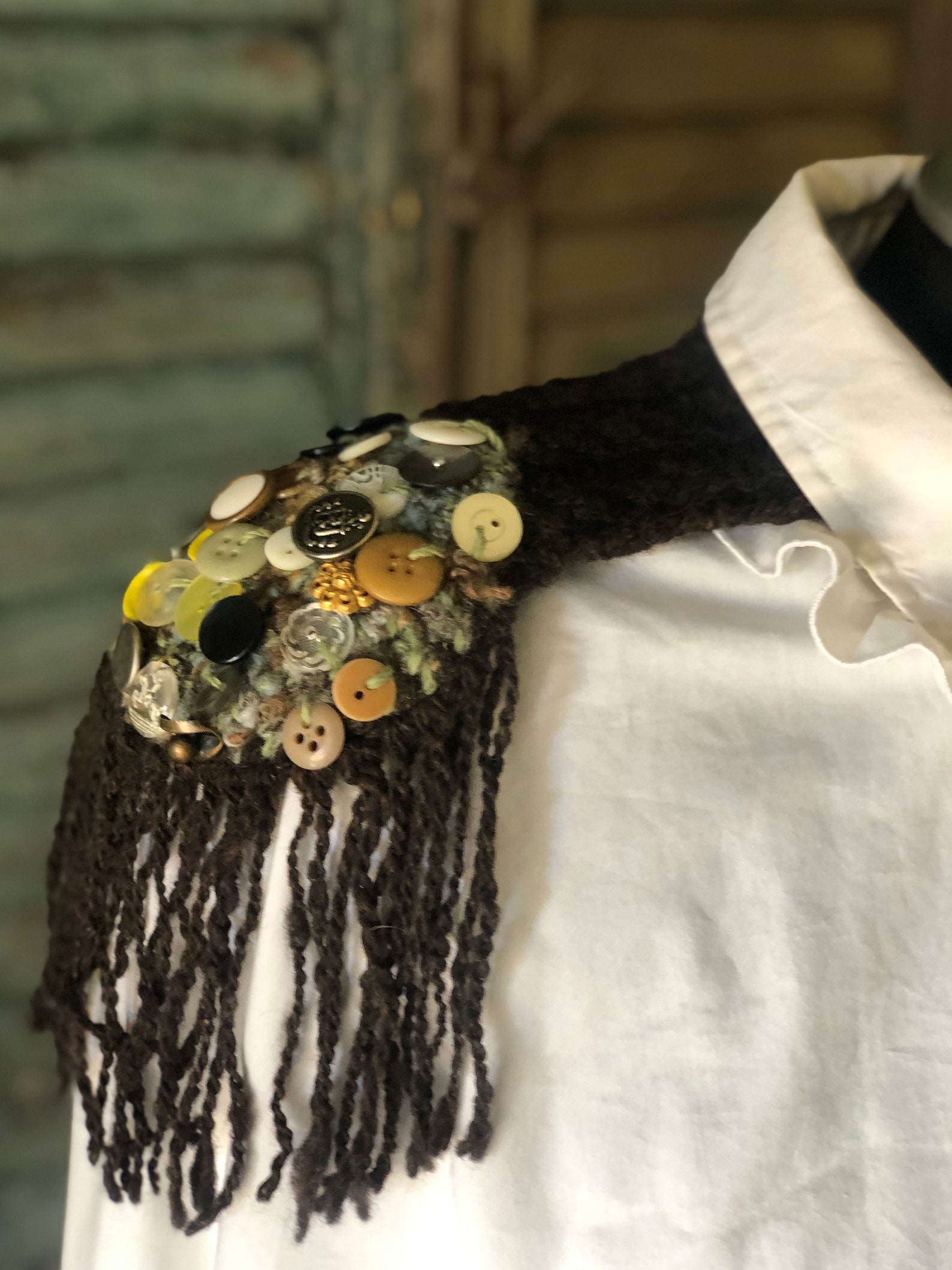 Pair of Art Yarn Epaulettes Wearable Art Wool Fashion Soft Armour Fairy ...