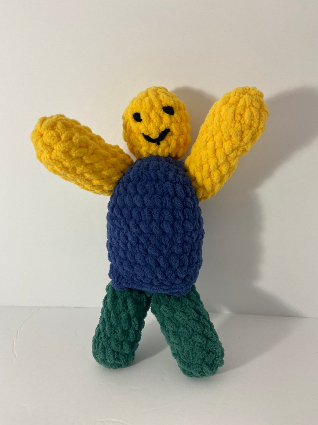 Roblox Noob Plushie With Poseable Arms 11 12 Inchs Noob Etsy