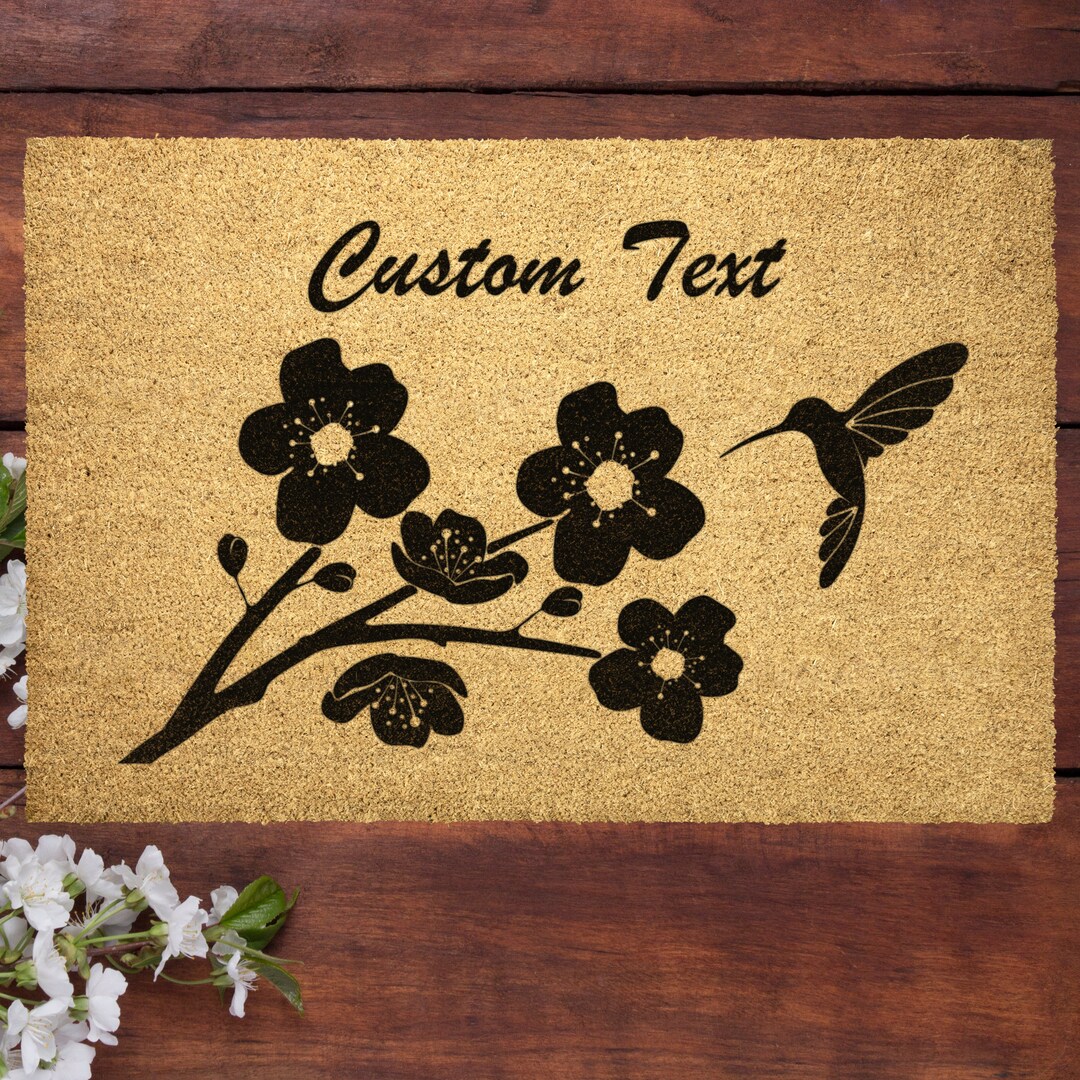 Custom OUTDOOR MAT. Cherry Blossom Coir Doormat. Great Home Decor for ...