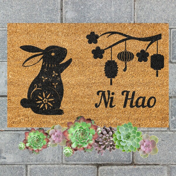 Rabbit Doormat - Etsy