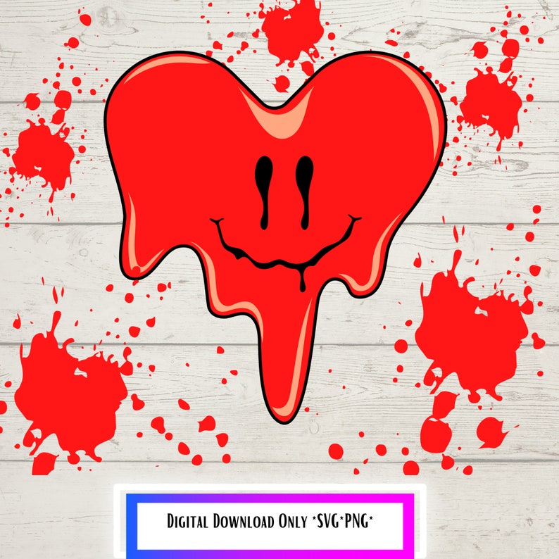 Dripping Heart Svg Instant Download Retro Love Png Heart - Etsy