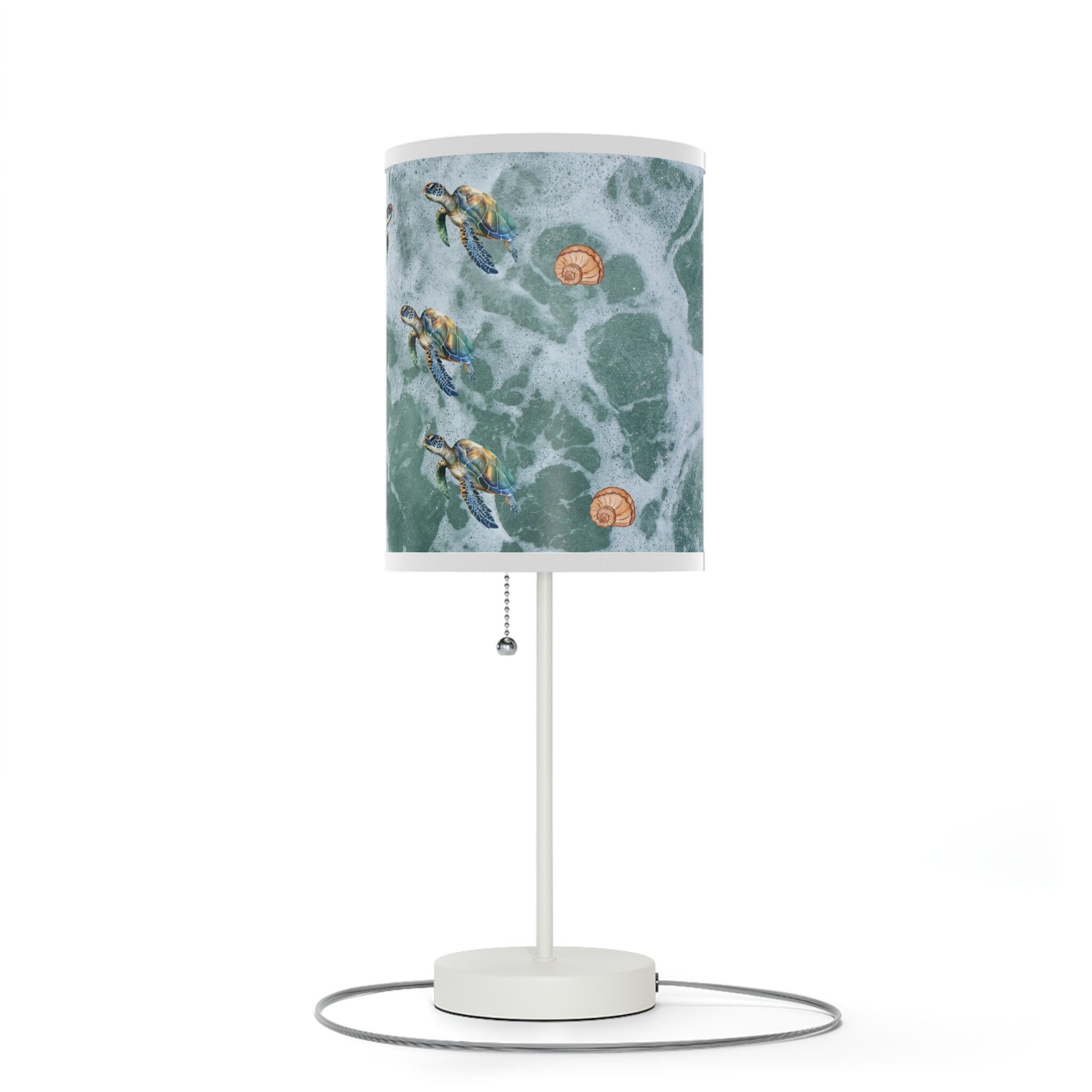 Sea Turtle Abstract Coastal Print Table Lamp, Desk Lamp, Beach House ...