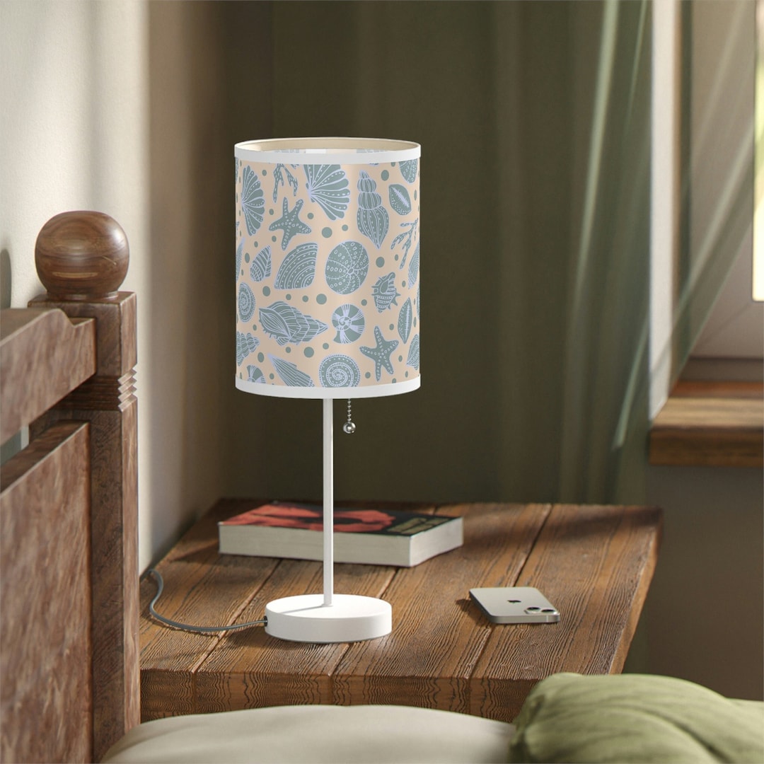 Beach Print Table Lamp, Coastal Table Lamp, Beach Lamp, Sea Life Lamp ...