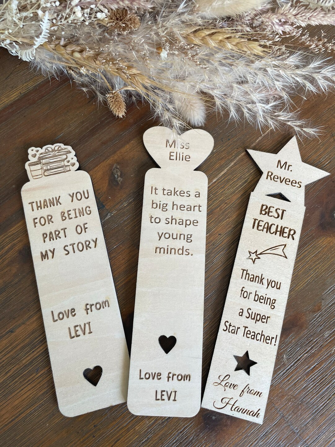 Personalised Wooden Teacher Bookmark Gifts, Christmas Teacher Gift ...