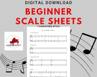 Beginner Piano Scale Sheets 6 Keys 5 VARIATIONS of Printable Pdfs - Etsy