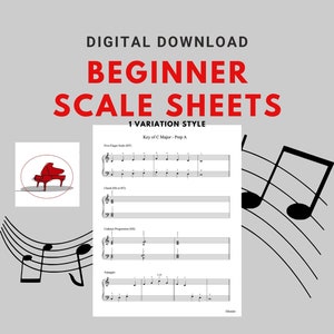 Beginner Piano Scale Sheets (6 Keys) | 1 Variation of Printable Pdfs - Etsy