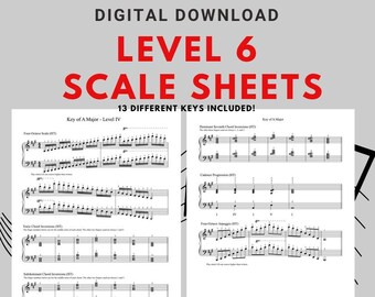 Beginner Piano Scale Sheets 6 Keys 5 VARIATIONS of Printable Pdfs - Etsy