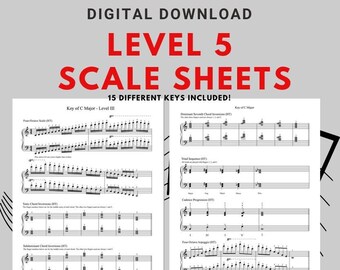 Beginner Piano Scale Sheets 6 Keys 1 Variation of Printable Pdfs - Etsy